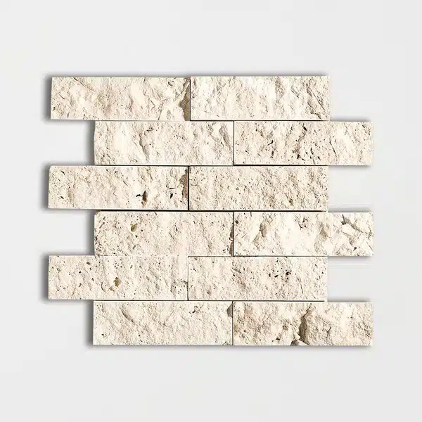 Buy Ivory Travertine Rock Face 2x6 Inch 6 sf per Box - Pyramids Tile ...